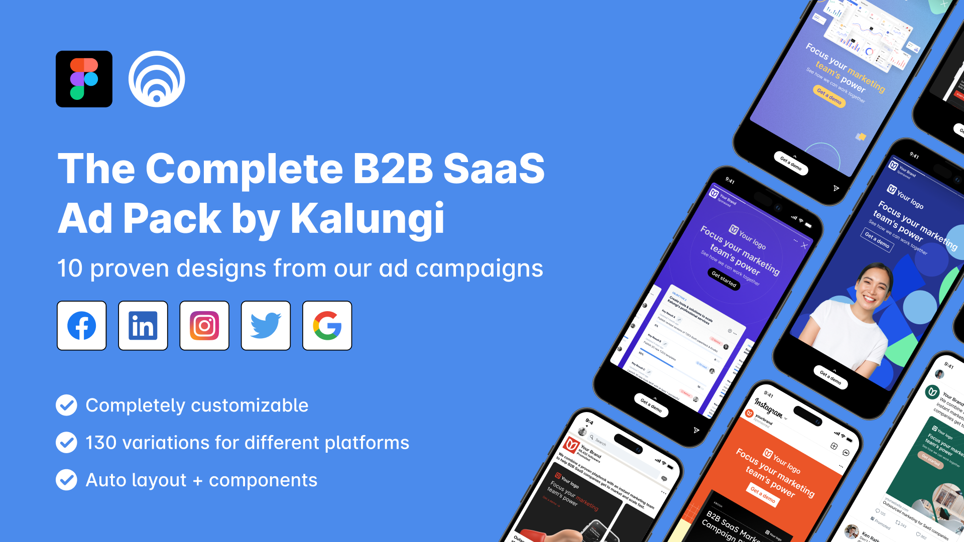 The complete B2B SaaS Ad design pack for Figma | Kalungi